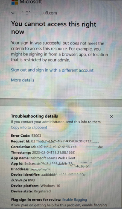 You cannot access this right now with error code 53003 - Chicagotech.net
